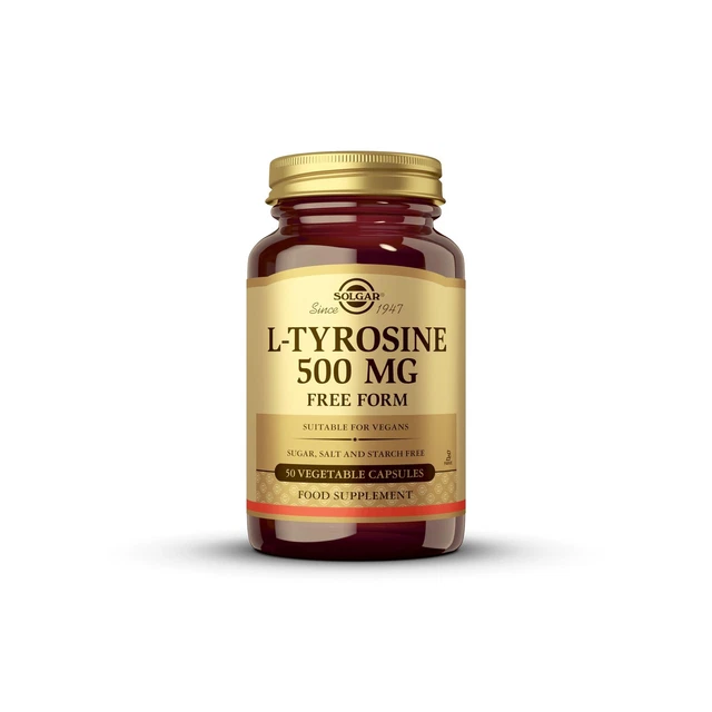 SOLGAR L TYROSINE 500mg 50 Veg Capsules Amino Acid Stress Focus Nervous ...