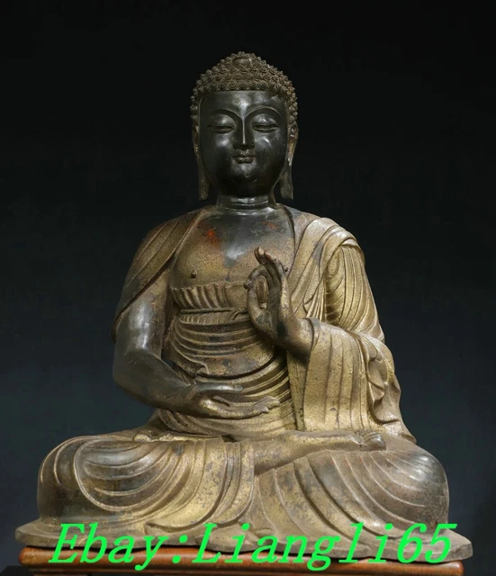 20'' TIBET BUDDHISMUS Bronze Gilt Shakyamuni Sakyamuni Tathagata Buddha ...