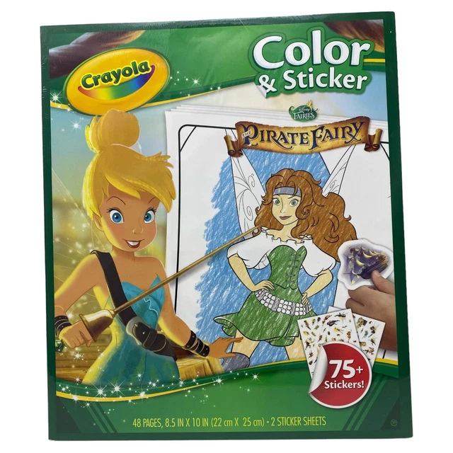 CRAYOLA COLOR STICKER Books Disney Fairy Coloring Book Pirate 48 page ...