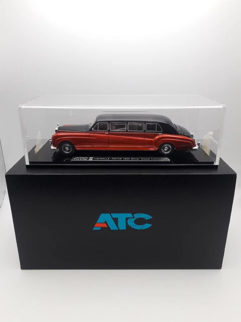 ATC 1/43 ROLLS-ROYCE 1962 Silver Cloud Limousine, Red/Black Resin Model ...