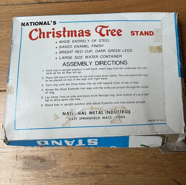 NATIONAL'S CHRISTMAS TREE Stand Vintage 1970s Boxed Red Green Syeel ...