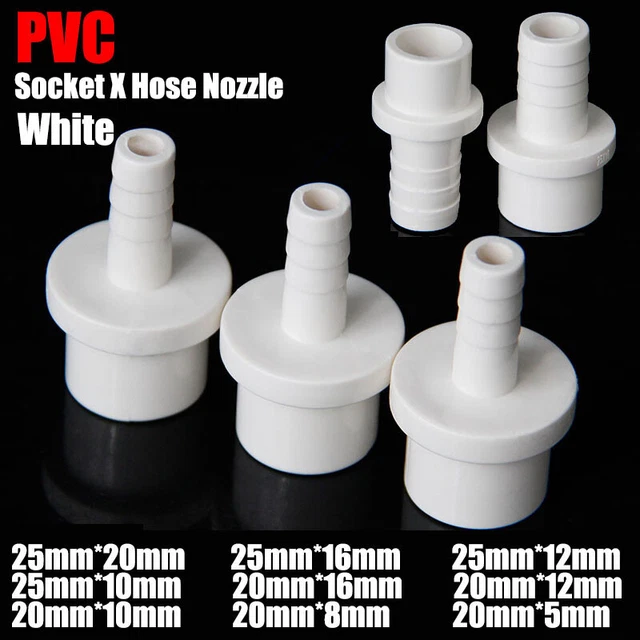 PAGODA 20MM 25MM PVC Pipe Connector Fittings Adapter To Hose OD 5mm~20mm White £1.55 - PicClick UK