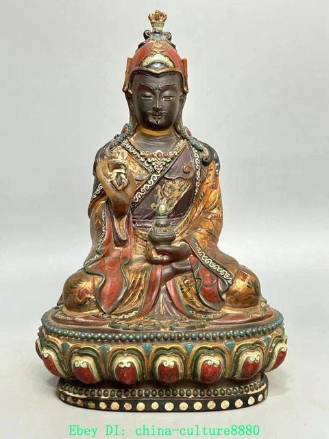 VIEUX BOUDDHA TIBÉTAIN vernis doré Guru Rinpoché EUR 505,00 - PicClick FR