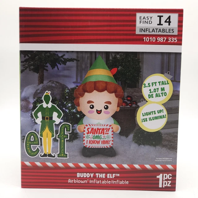 GEMMY BUDDY THE Elf 3.5 Foot LED Santa Banner Christmas Airblown Yard ...