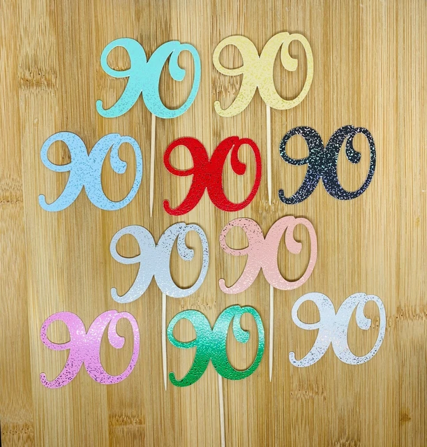 90TH BIRTHDAY GOLD Cupcake Toppers Number 90 Cake Decorations Picks £3. ...