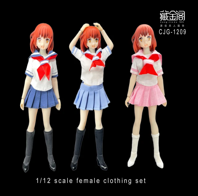 1/12 SCALE FEMALE soldier student uniform JK model fits 6" action ...