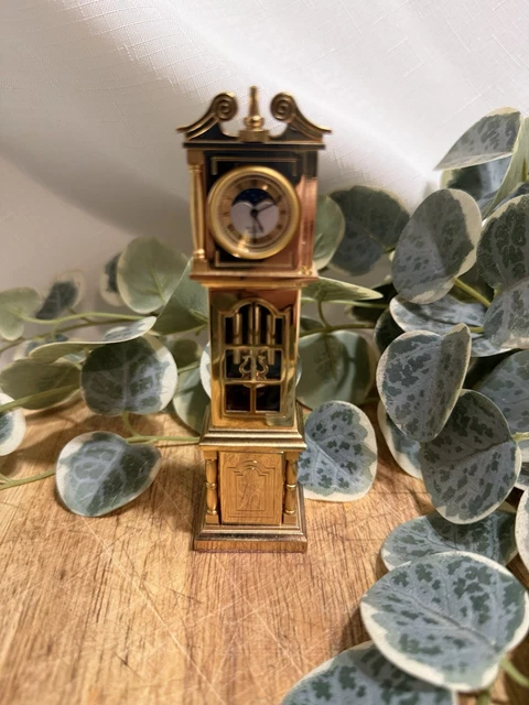 VINTAGE BULOVA MINIATURE Grandfather Collectible Clock Oxford B-0554 ...