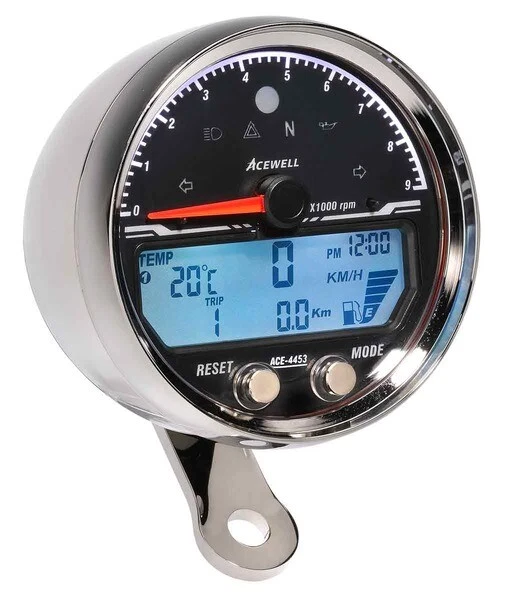 ACEWELL DIGITAL SPEEDOMETER with Analogue Tacho to 9000rpm. Polished ...