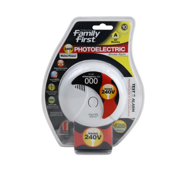 FAMILY FIRST 240V Interconnectable Photoelectric Smoke Alarm $58.89 ...