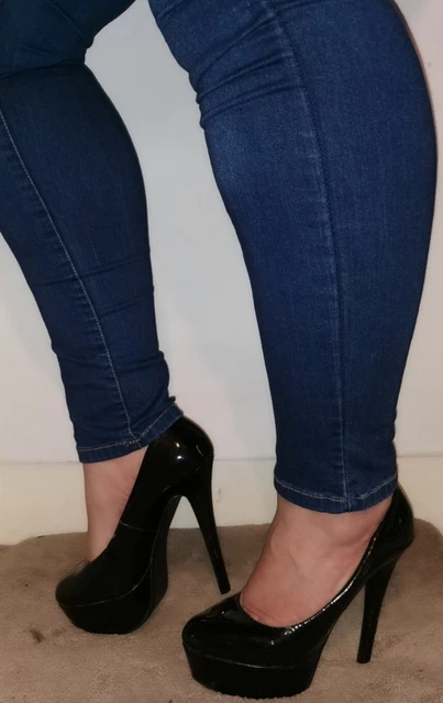 LADIES USED BLACK Platform Stilleto High Heels Uk 7 Good Condition £25. ...