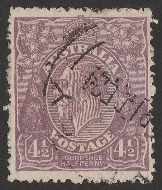 AUSTRALIA 1924 KGV 4½d single wmk coarse mesh paper. ACSC cat $350 ...