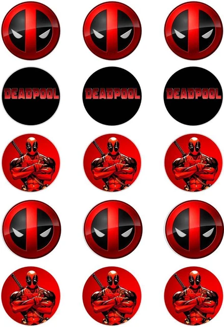 DEADPOOL THEME CUPCAKE Toppers; 15 x 2” (50mm) circles. £5.99 - PicClick UK