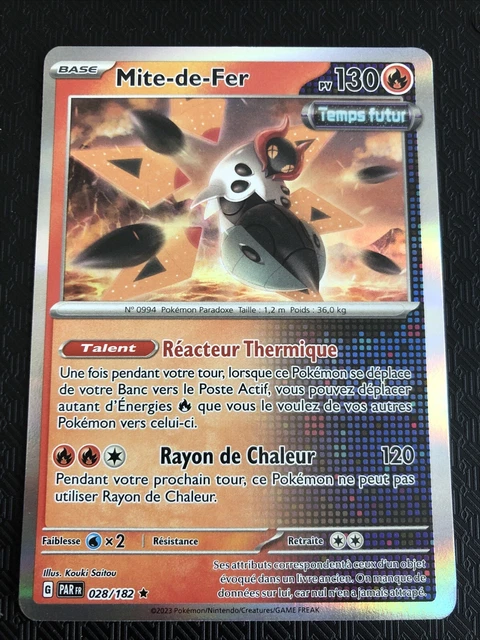 CARTE POKÉMON MITE-DE-FER Rare Holo 028/182 Faille Paradoxe Temps Futur ...