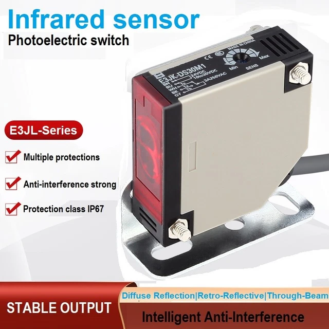 INFRARED SENSOR PHOTOELECTRIC Switch E3JK-R4M1 Diffuse Anti-Reflection ...