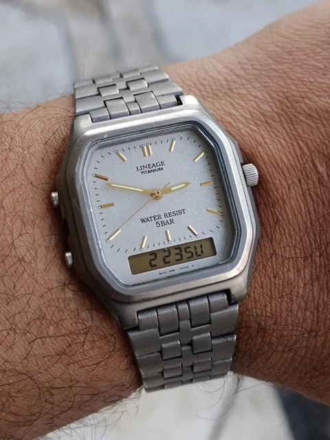 CASIO LINEAGE TITANIUM 1302 Analog Digital Alarm Quartz LIN-154 Japan ...