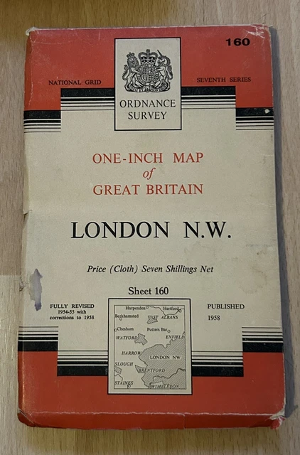 LONDON N.W. VINTAGE Ordnance Survey Map-one-inch Map Paper Sheet 160 £5 ...