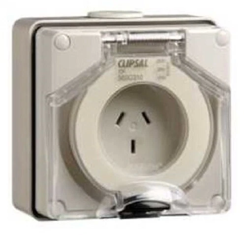 CLIPSAL INDUSTRIAL SURFACE SOCKET 250V 3-Pin Flat ORANGE*Aust Brand ...