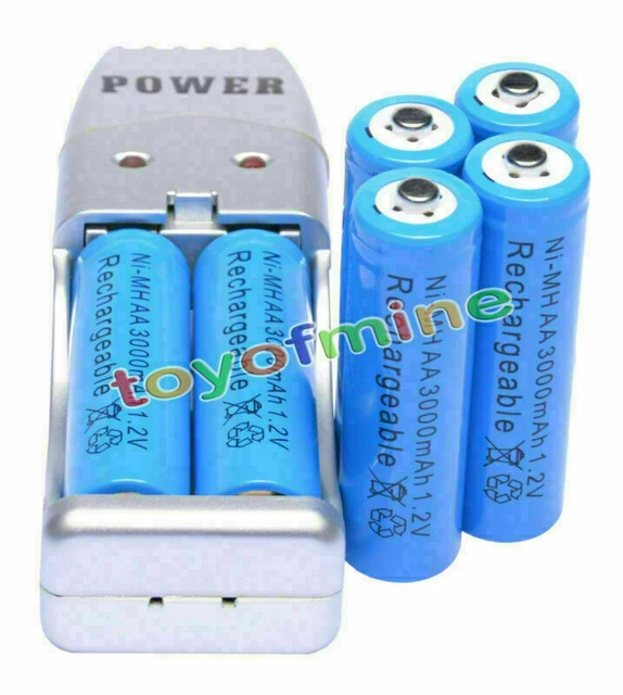 6 XAA BLUE Color1.2VNi-MH 3000mAh Rechargeable Battery+USB Charger $15.69 - PicClick CA