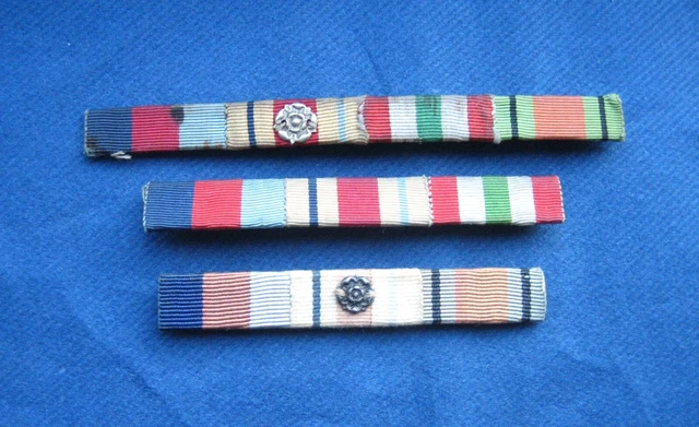 THREE WWII ERA British Military Uniform Ribbon Bars - Two Rosettes £7. ...
