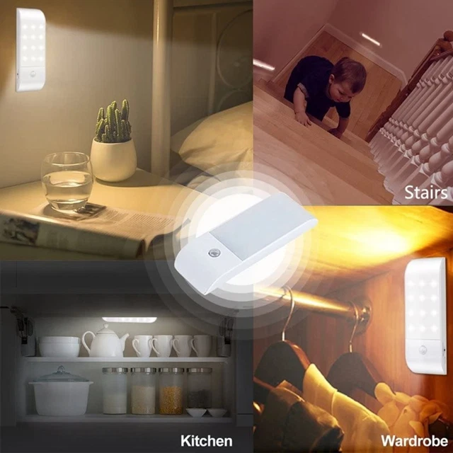 LED CLOSET LIGHTS 12 LEDs Motion Sensor for Wardrobe Cupboard Kitchen ...
