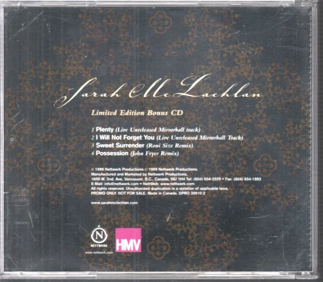 SARAH MCLACHLAN MIRRORBALL Bonus Disc CD Canada Hmv 1999 Promo disque ...