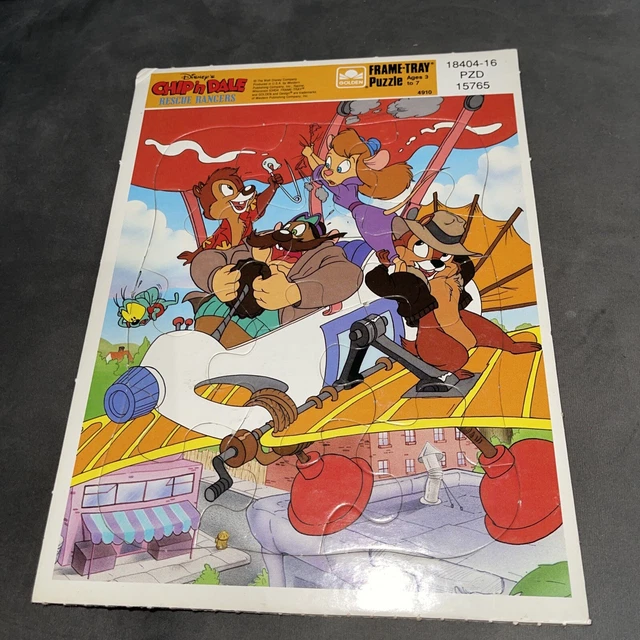 VINTAGE DISNEY'S CHIP N Dale Rescue Rangers Frame Tray Puzzle Golden ...