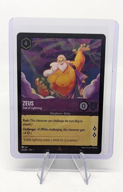 DISNEY LORCANA TCG - Zeus God of Lightning - 61/204 - Rare -Holo Foil ...