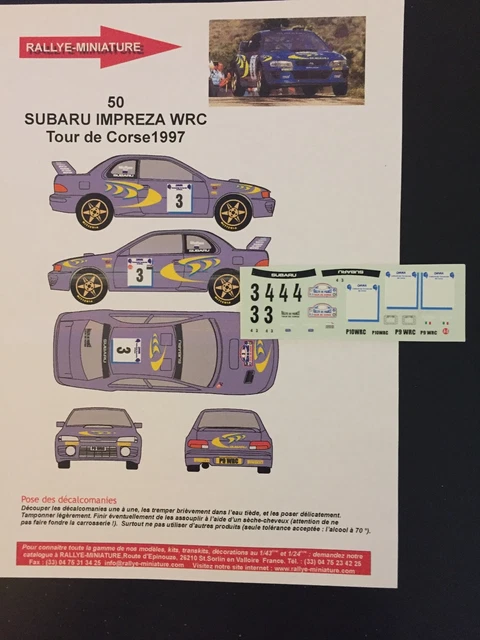 DECALS 1/43 SUBARU Impreza Wrc Colin Mcrae Tour De Corse 1997 Rally ...