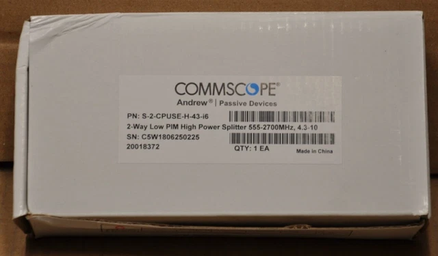 COMMSCOPE ANDREW S-2-CPUSE-H-43-I6 2-Way Low PIM High Power Splitter ...