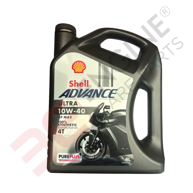 SHELL ADVANCE ULTRA 10W-40 4T Motorcycle Oil Fully Synthetic 4 Litre 4L ...