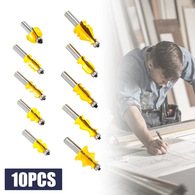 10BIT CROWN MOLDING Router Bit Set Architectural 1/2"Shank Woodwork ...