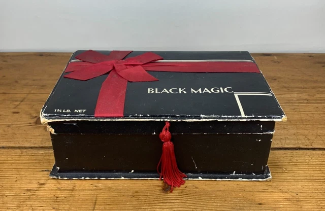 VINTAGE BLACK MAGIC Cardboard Chocolate Box With Original Ribbon And ...