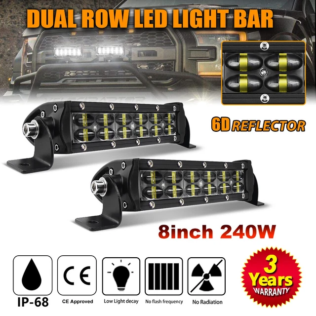 8& DUAL ROW 6D LED Light Bar 120W Spot/Flood Offroad Work Lamp 12V ...