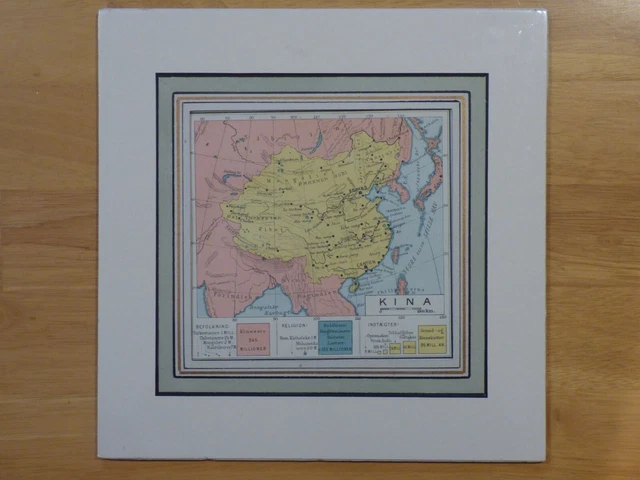 RARE SWEDISH MAP of China (Kina) c. 1910, double-matted £11.67 ...