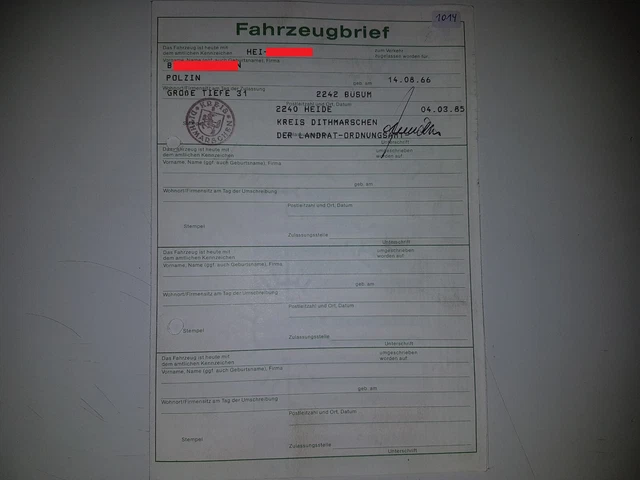 FAHRZEUGBRIEF KFZ BRIEF 1971 Opel Kadett B Coupe F *FIN* Sammler Tüv ...