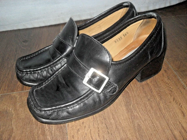 VINTAGE 90S PATRICK Cox Wannabe Loafer Shoes Black Leather Heels - Fit ...