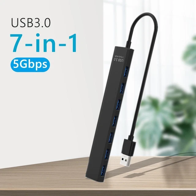PORTABLE USB2.0/3.0 HUB Multi USB Splitter 5Gbps High Speed 7 Ports USB ...