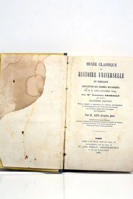 LIVRE ANCIEN GOMBAULT Musee Classique Ou Histoire Universelle 1869 EUR ...