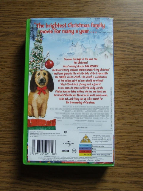 THE GRINCH (VHS, 2003) JIM CARREY ANTHONY HOPKINS RON HOWARD PG VHS ...