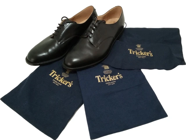 TRICKER'S WILTSHIRE SHOES Black Leather Oxford Dustbags Size UK 10 EUR ...