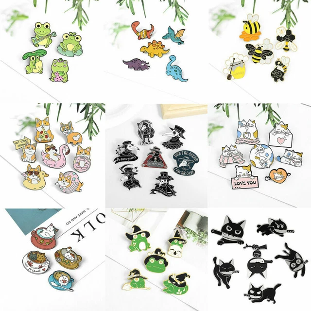 CREATIVE CUTE ANIMAL Brooches Cartoon Cat Dog Lapel Pin Enamel Pins ...