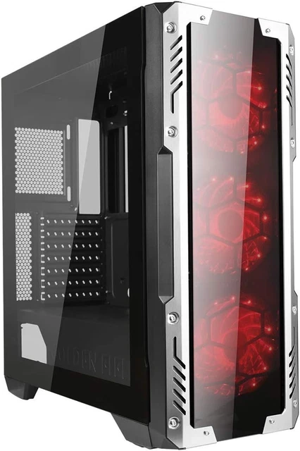 PC GAMING ATX Computer Case Mid Tower Argb Tempered Glass *Fans Missing ...