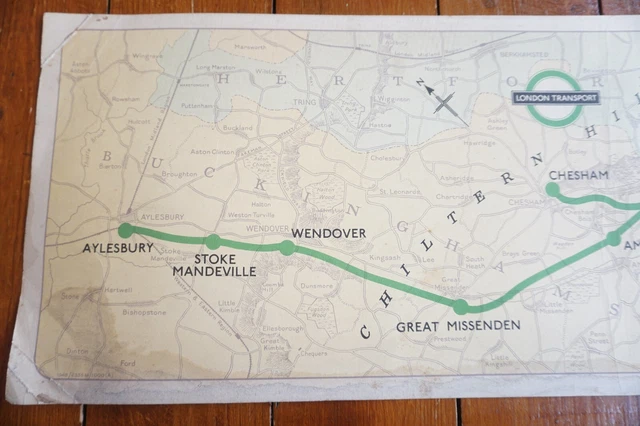 1948 ORIGINAL LONDON Underground Tube Carriage Route Map Advertising ...