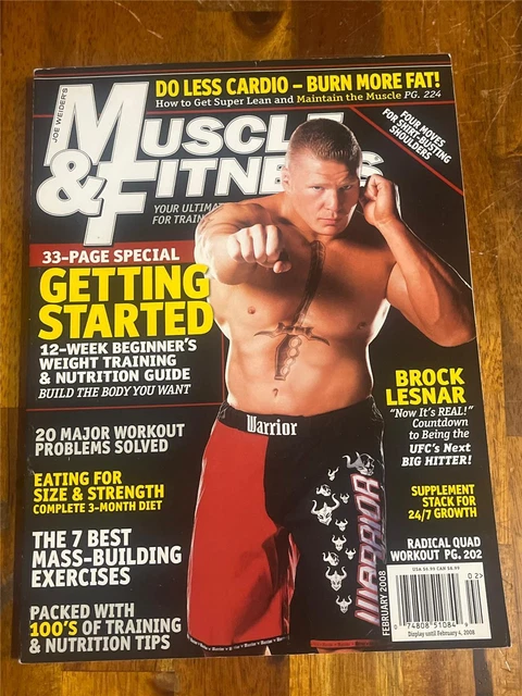MUSCLE & FITNESS bodybuilding muscle magazine WWE BROCK LESNAR 2-08 £11 ...