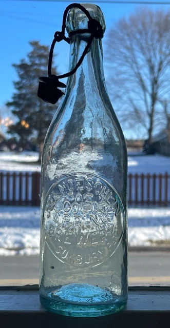 SUNBURY PA MOESCHLIN Cold Spring Brewery, Antique Blob Beer Bottle Org ...