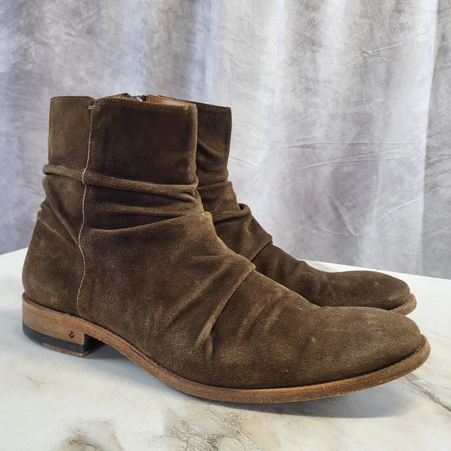 JOHN VARVATOS ITALY MORRISON Suede Zip Up Boots Men's Size 10 Brown £ ...