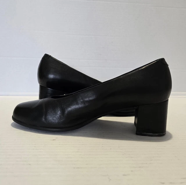 CLARKS SPRINGERS LADIES Black Leather Court Shoes UK Size 5.5 VGC £18. ...