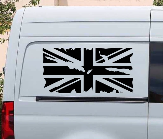 UNION JACK DISTRESSED UK Flag Decal Caravan Campervan Sticker Mountain ...