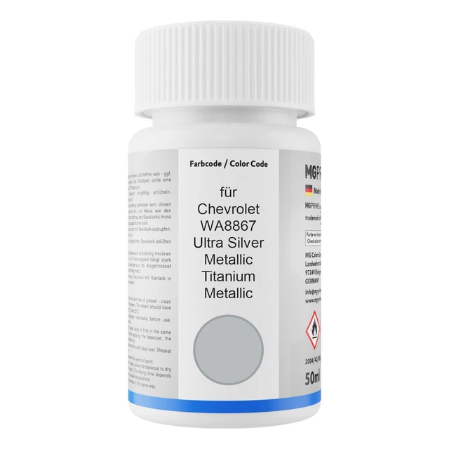 AUTOLACK LACKSTIFT SET für Chevrolet WA8867 Ultra Silver Metallic Basis ...