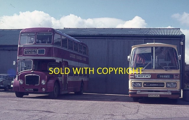 35MM ORIGINAL BUS slide Moffat Coaches 142 YFM (Ex Crosville) & XGS ...